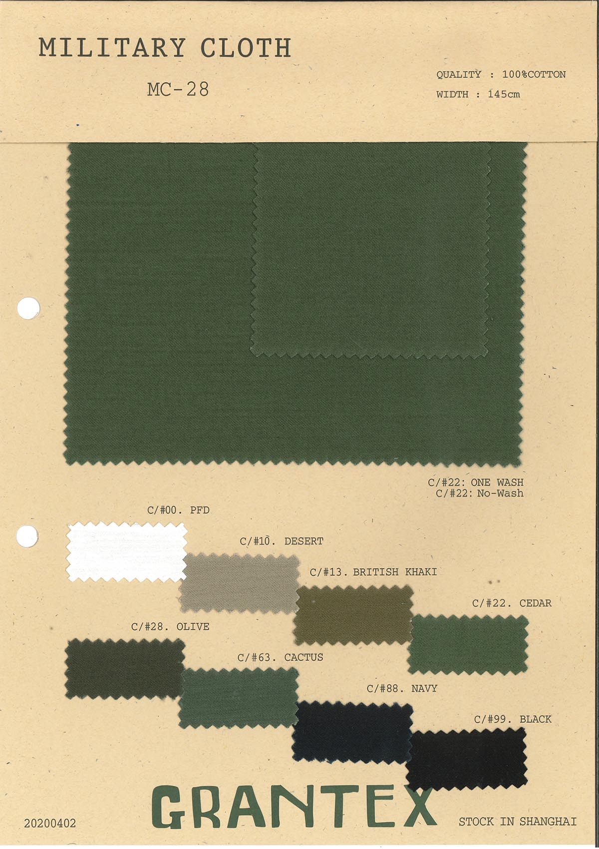 MC-506 MILITARY CLOTH｜商品一覧｜GRANTEX - ファブリックブランド、生地ストック